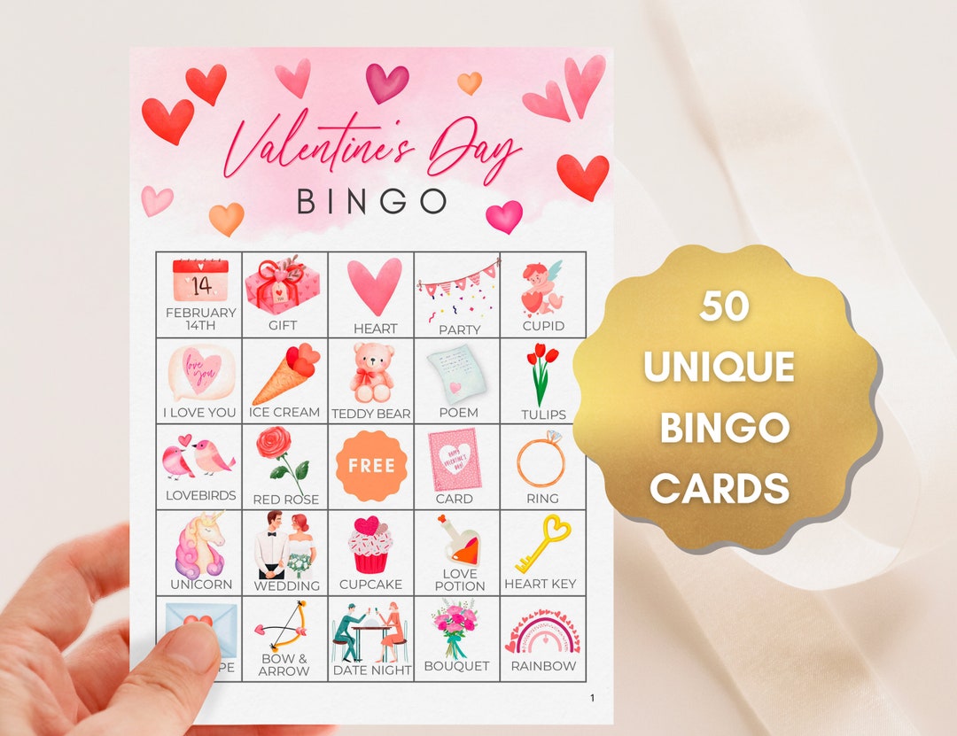 Valentines Bingo Cards for Kids, Printable Valentines Day Bingo Cards ...