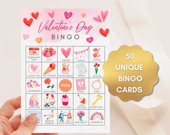 30 Printable Valentine's Day Bingo Cards School Party - Etsy