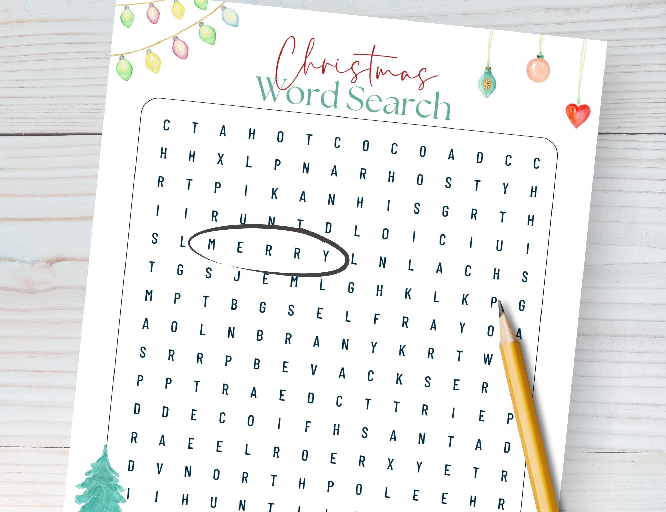 Christmas Word Search Puzzle Printable PDF Easy Christmas - Etsy