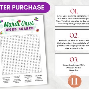 Mardi Gras Word Search Printable for Kids,printable Mardi Gras Games ...