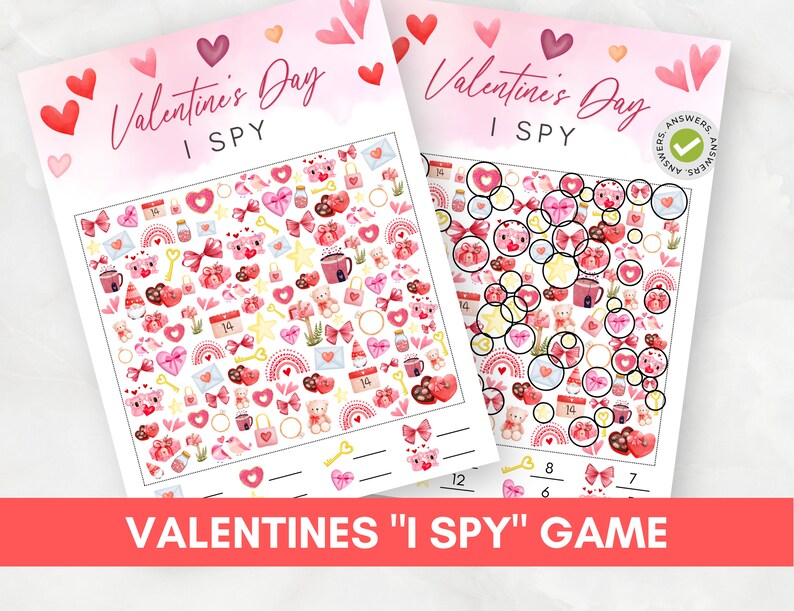 Valentine I Spy Game Printable for Kids,printable Valentines Day Games ...