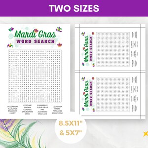 Mardi Gras Word Search Printable for Kids,printable Mardi Gras Games ...