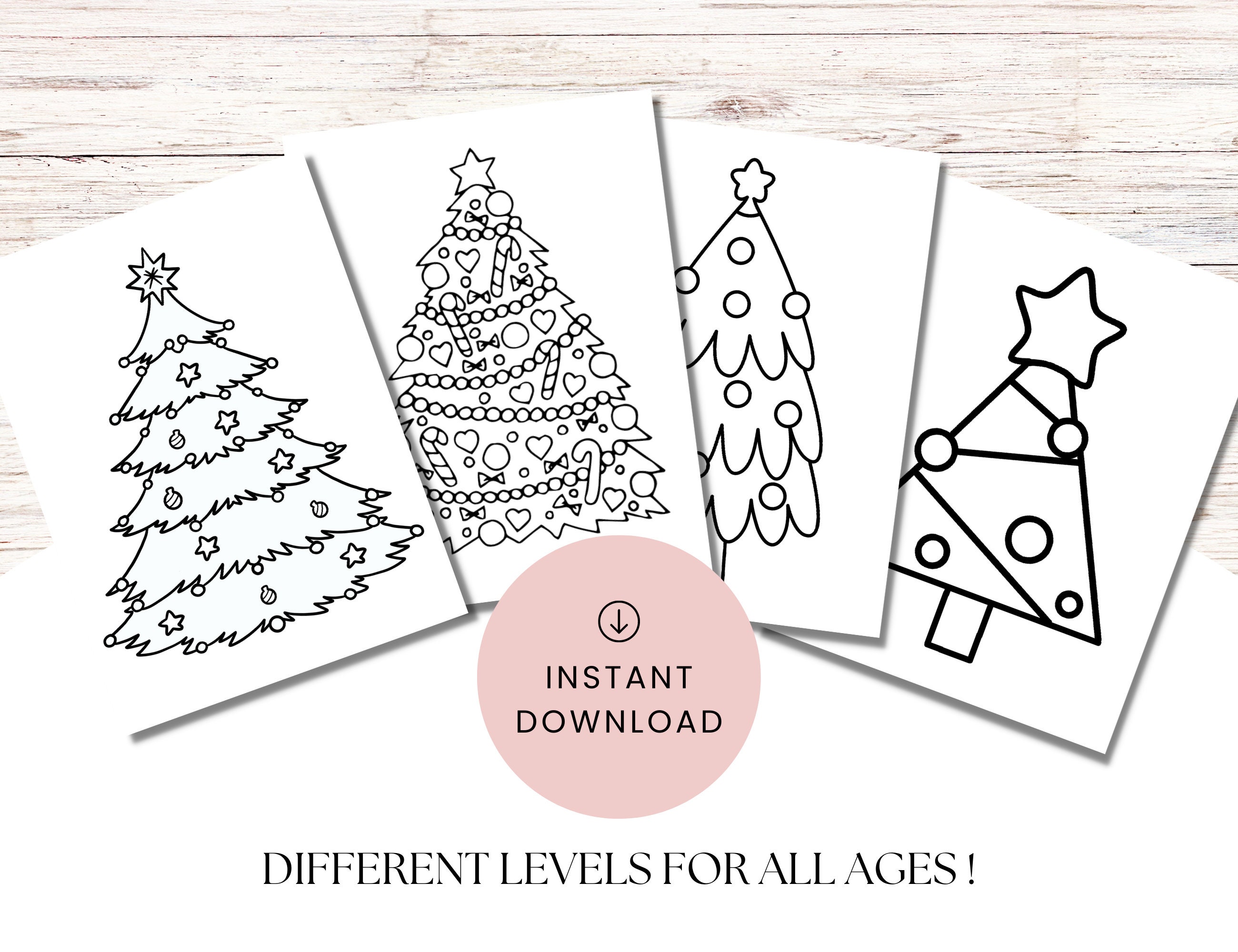 Christmas Tree Coloring Pages for Kids, Child Christmas Eve Activity ...