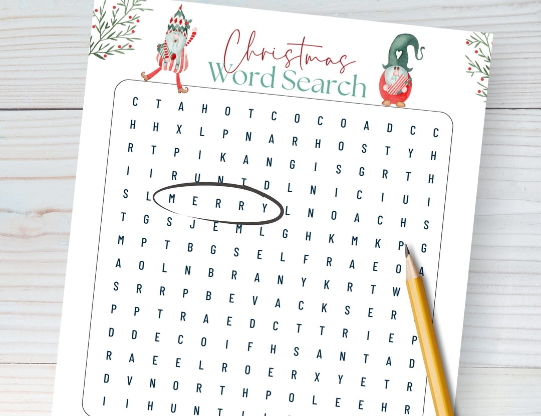 Christmas Word Search Puzzle Printable PDF, Easy Christmas Game for ...