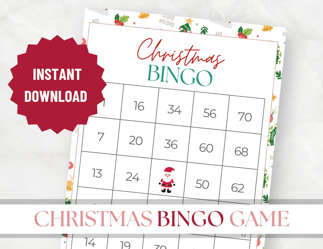 Christmas Bingo Cards With Numbers, Printable Fun Game for Christmas ...