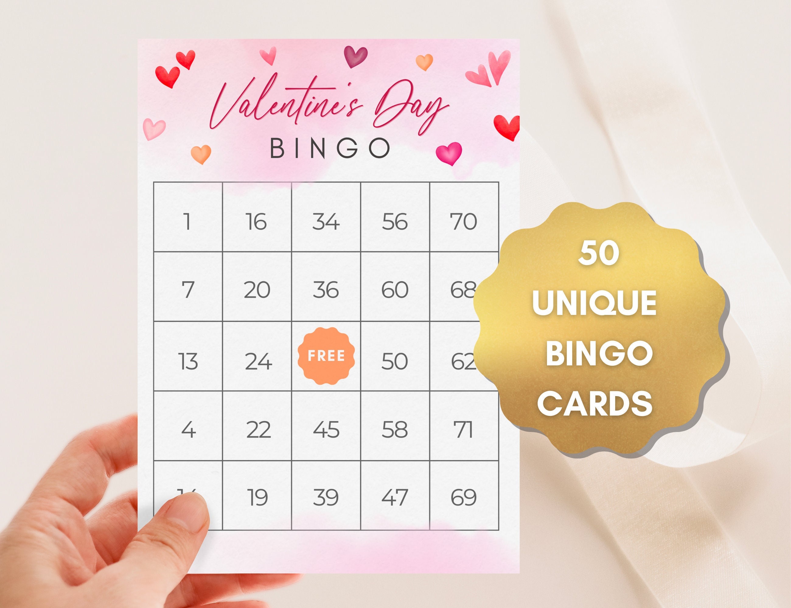Valentines Bingo Cards With Numbers, Printable Valentines Day Bingo ...