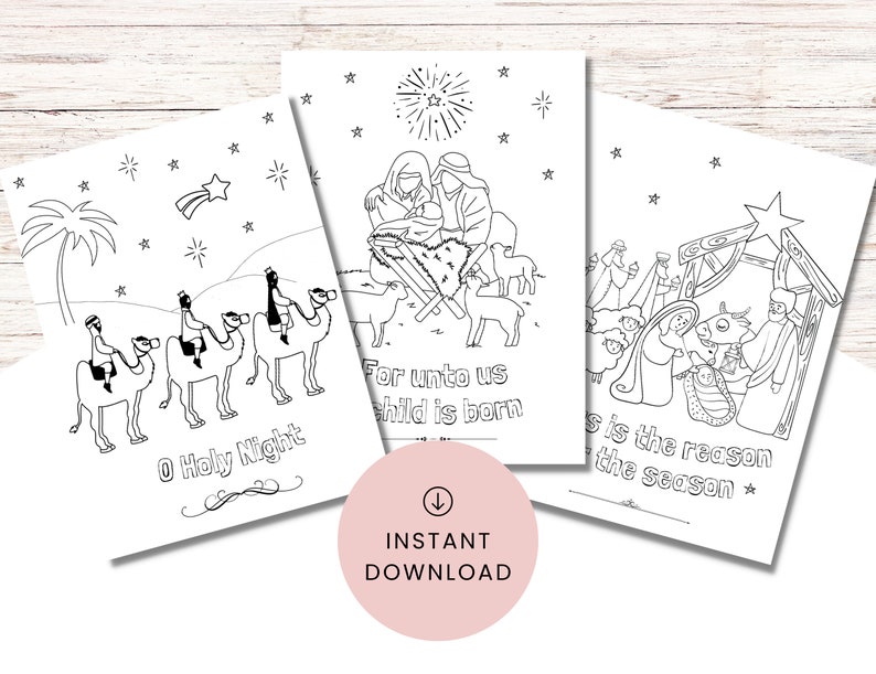 Christmas Nativity Coloring Pages for Kids, Christmas Sunday School ...