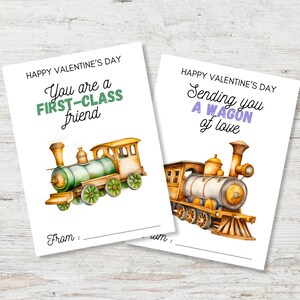 Train Valentines Day Cards for Kids, 6 Cute Train Printable Valentines ...