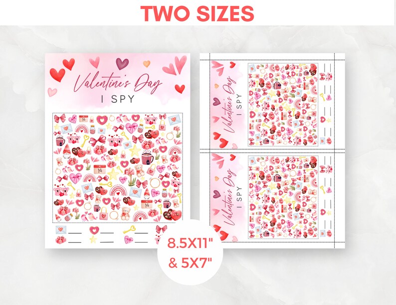 Valentine I Spy Game Printable for Kidsprintable Valentines - Etsy