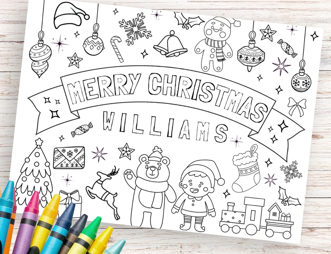 Editable Christmas Coloring Mat Christmas Place Setting Party Decor for ...