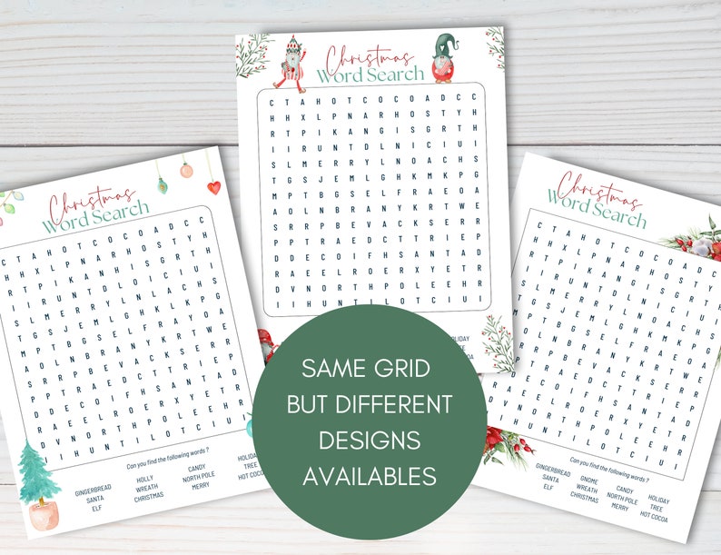 Christmas Word Search Puzzle Printable PDF Easy Christmas - Etsy
