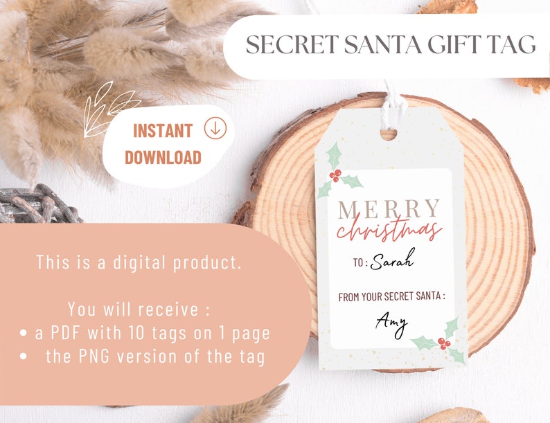 Secret Santa Gift Tag Printable for Christmas Gift Exchange Party ...