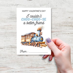 Train Valentines Day Cards for Kids, 6 Cute Train Printable Valentines ...