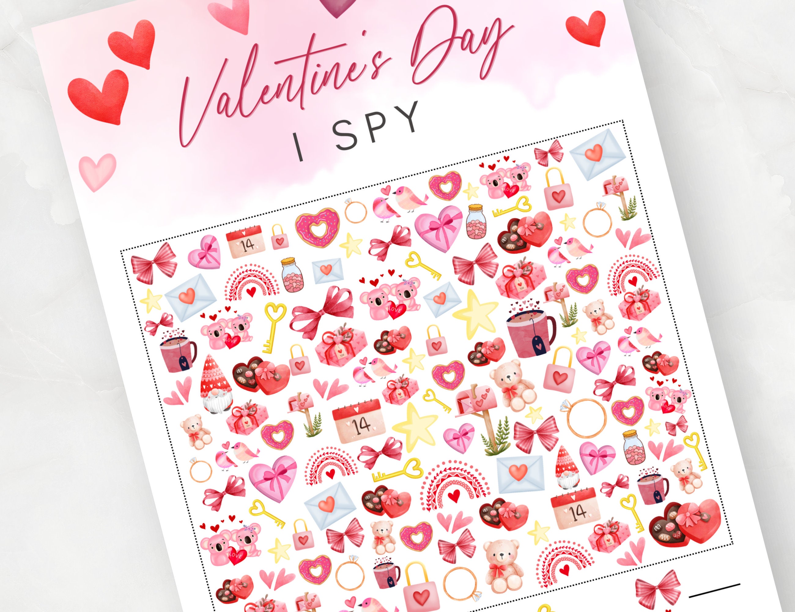 Valentine I Spy Game Printable for Kids,printable Valentines Day Games ...