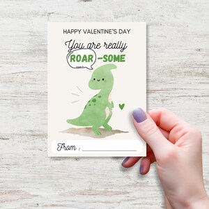 Dinosaur Valentines Day Cards for Kids, 6 Cute Dino Printable ...