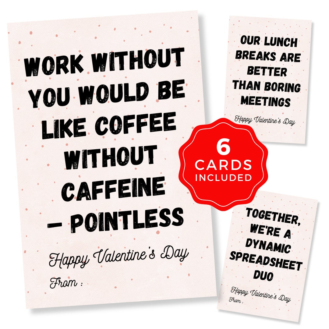 Funny Coworker Valentines Day Cards Set, Cute Printable Valentines Card ...