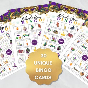 Mardi Gras Bingo Game, Mardi Gras Printable Game for Kids and Family ...