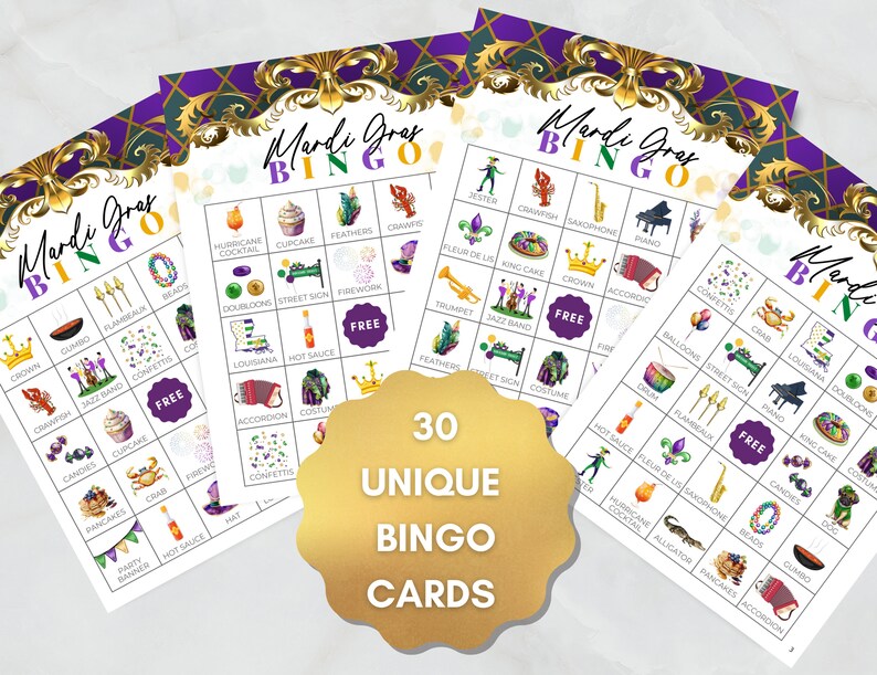 Mardi Gras Bingo Game Mardi Gras Printable Game for Kids and - Etsy