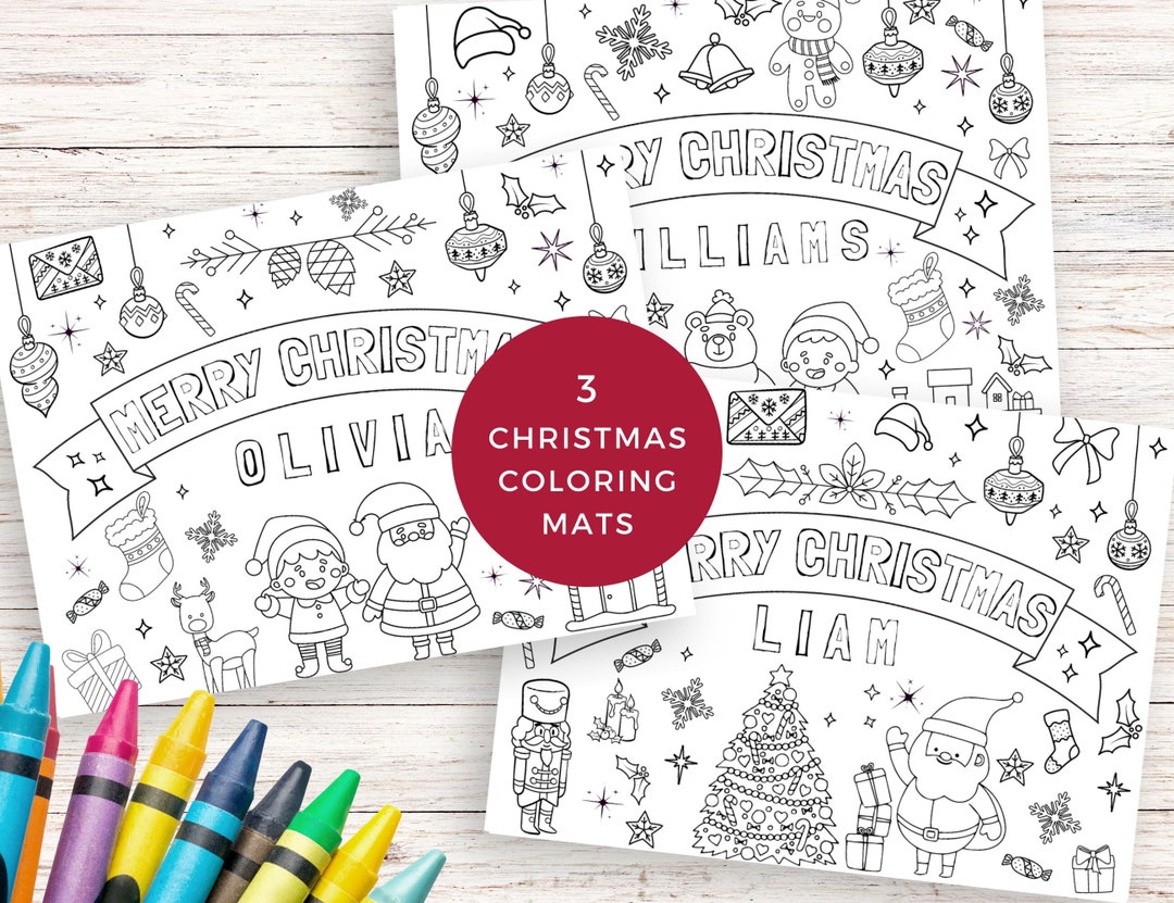Christmas Coloring Mats Bundle, Editable Place Setting Party Decor for ...