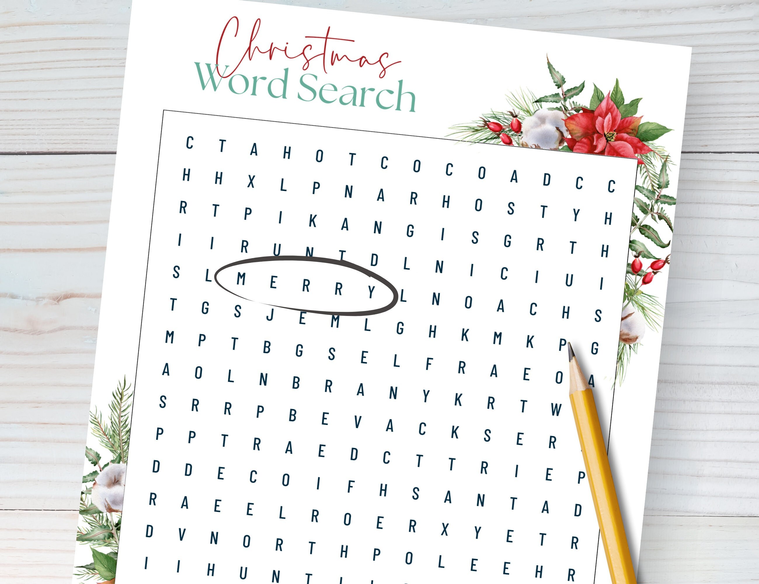 Christmas Word Search Puzzle Printable PDF Easy Christmas - Etsy