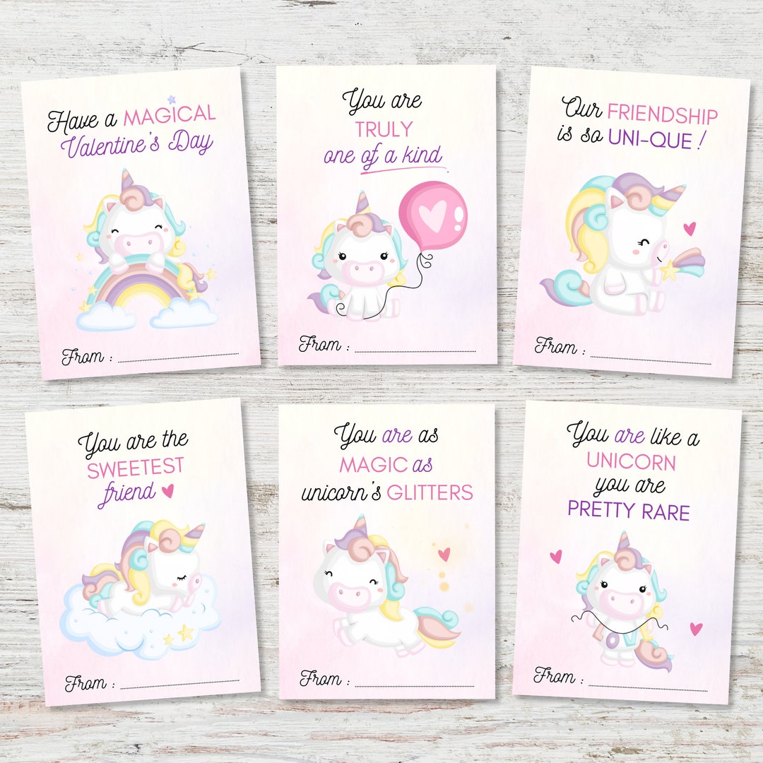 Printable Unicorn Valentines Card for Kids at School, Unicorn ...