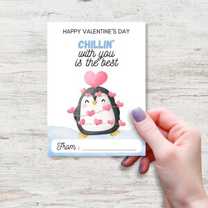 Penguin Valentines Cards for Kids, Cute Printable Preschool Valentines ...