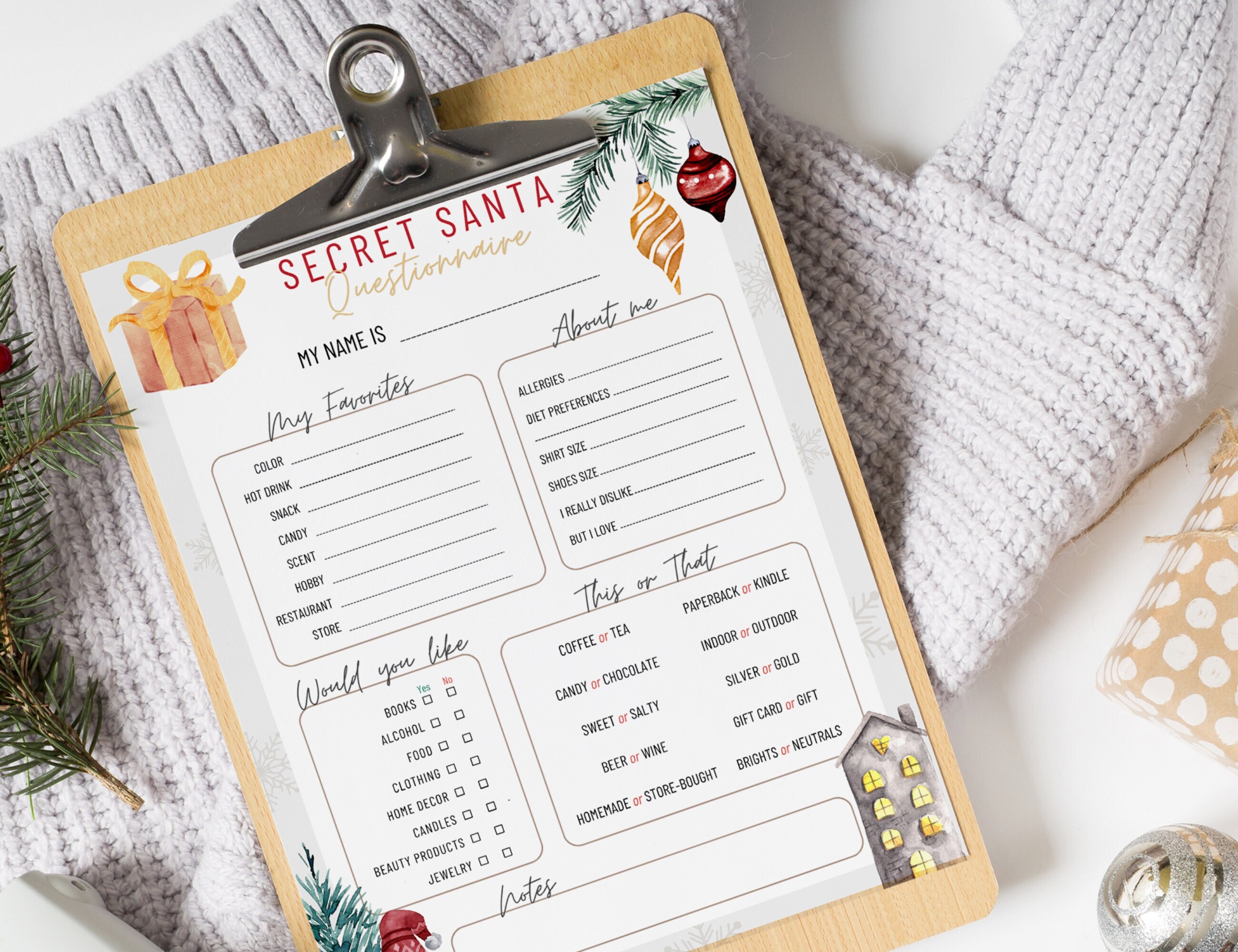 Secret Santa Questionnaire In Spanish