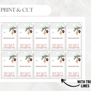 Secret Santa Gift Tag Printable for Christmas Gift Exchange Party ...