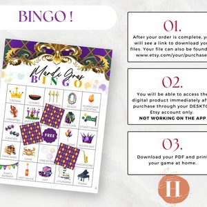 Mardi Gras Bingo Game, Mardi Gras Printable Game for Kids and Family ...