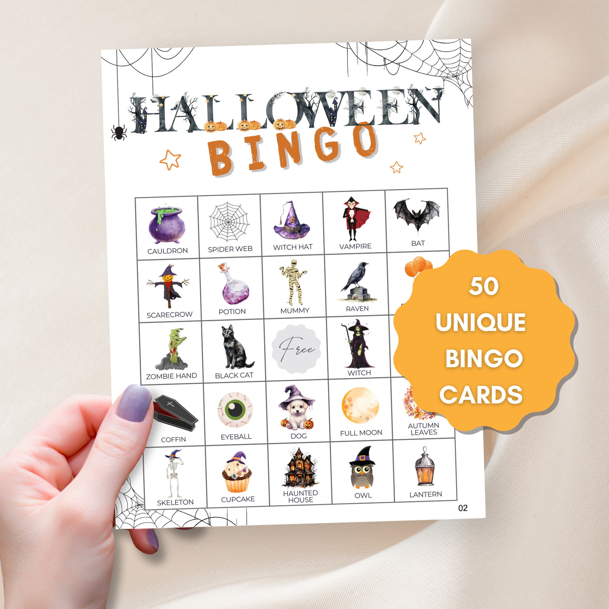 Halloween Bingo Cards Printable Game for Kids Halloween - Etsy