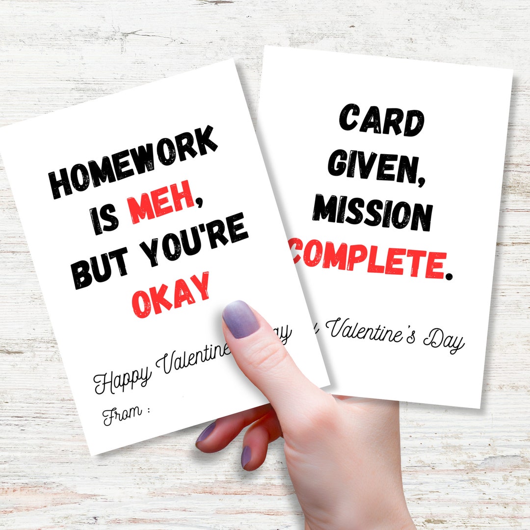 Funny Valentines Day Cards Set for Kids, Cute Printable Valentines Card ...