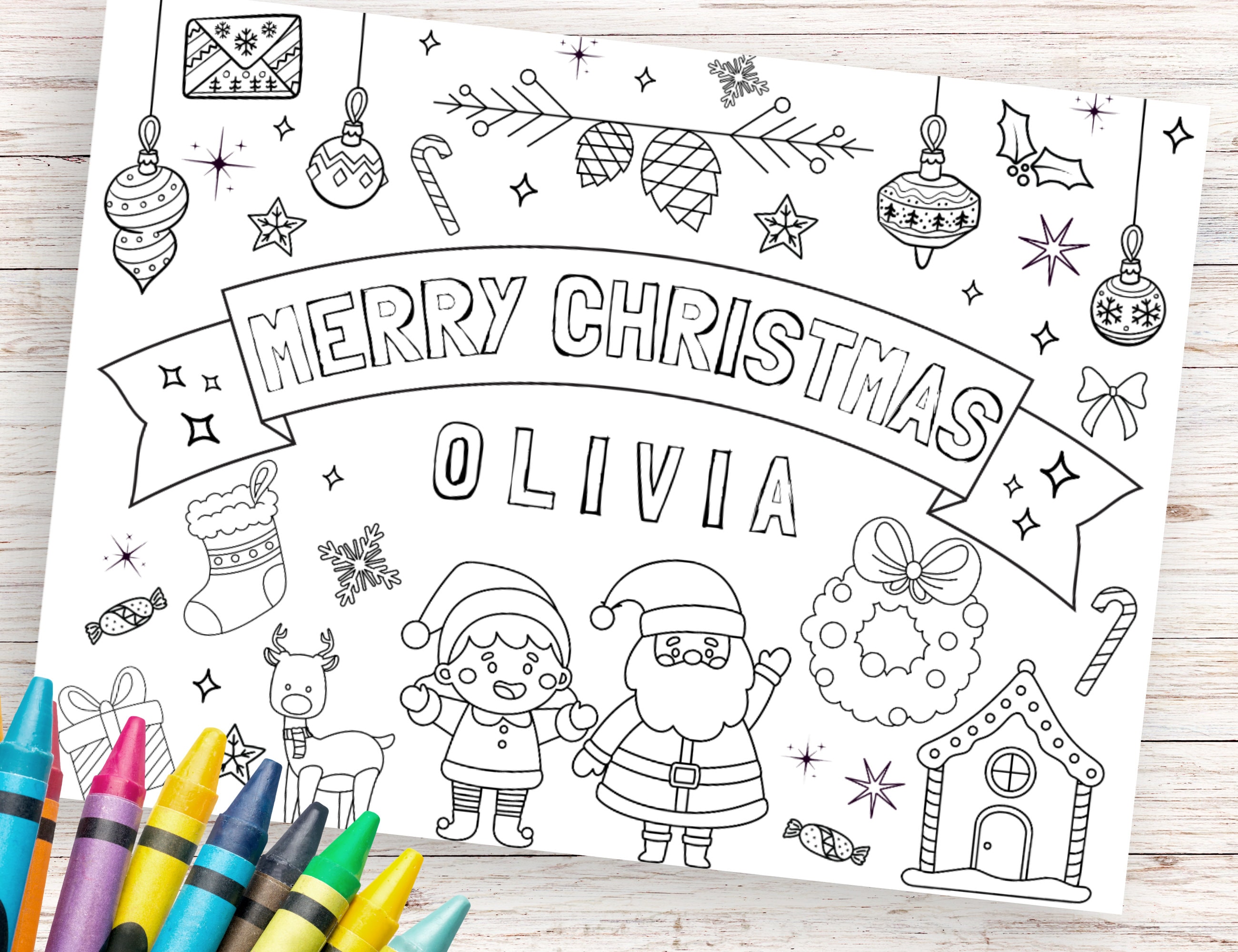 Kids Christmas Coloring Mat Personalized With Name, Christmas Place ...