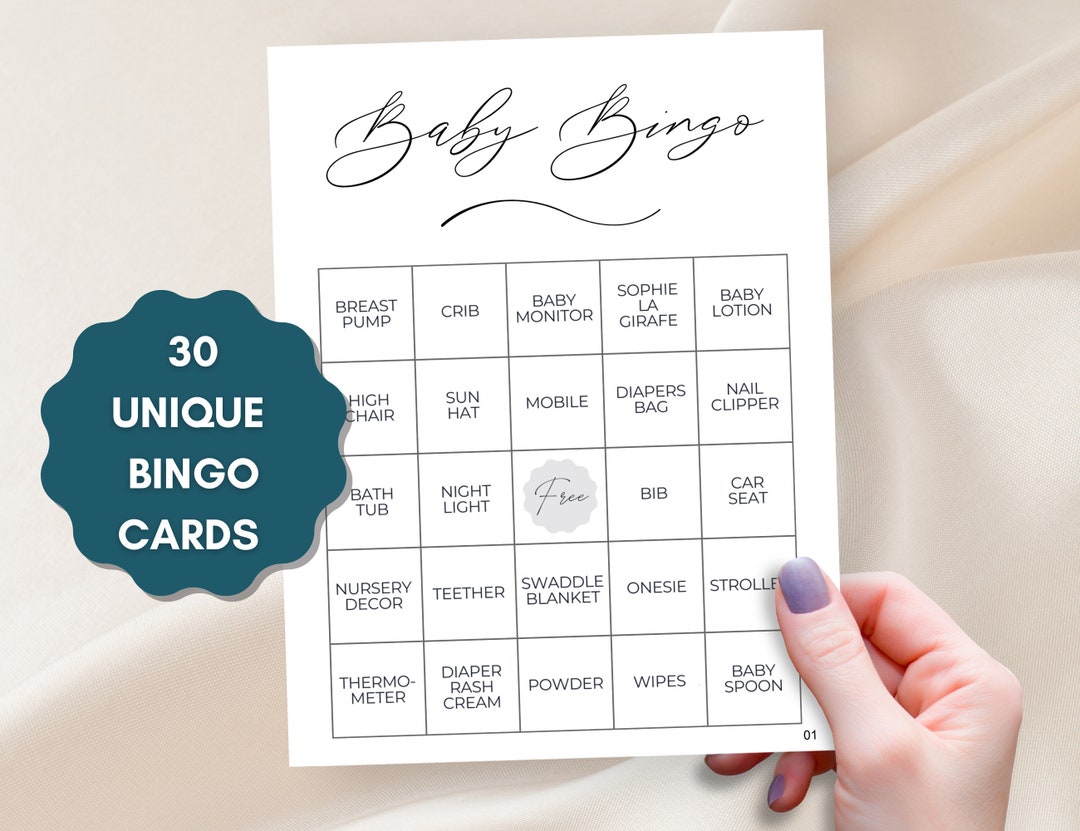 Baby Shower Bingo Prefilled Cards Minimalist, Baby Shower Gifts Bingo ...