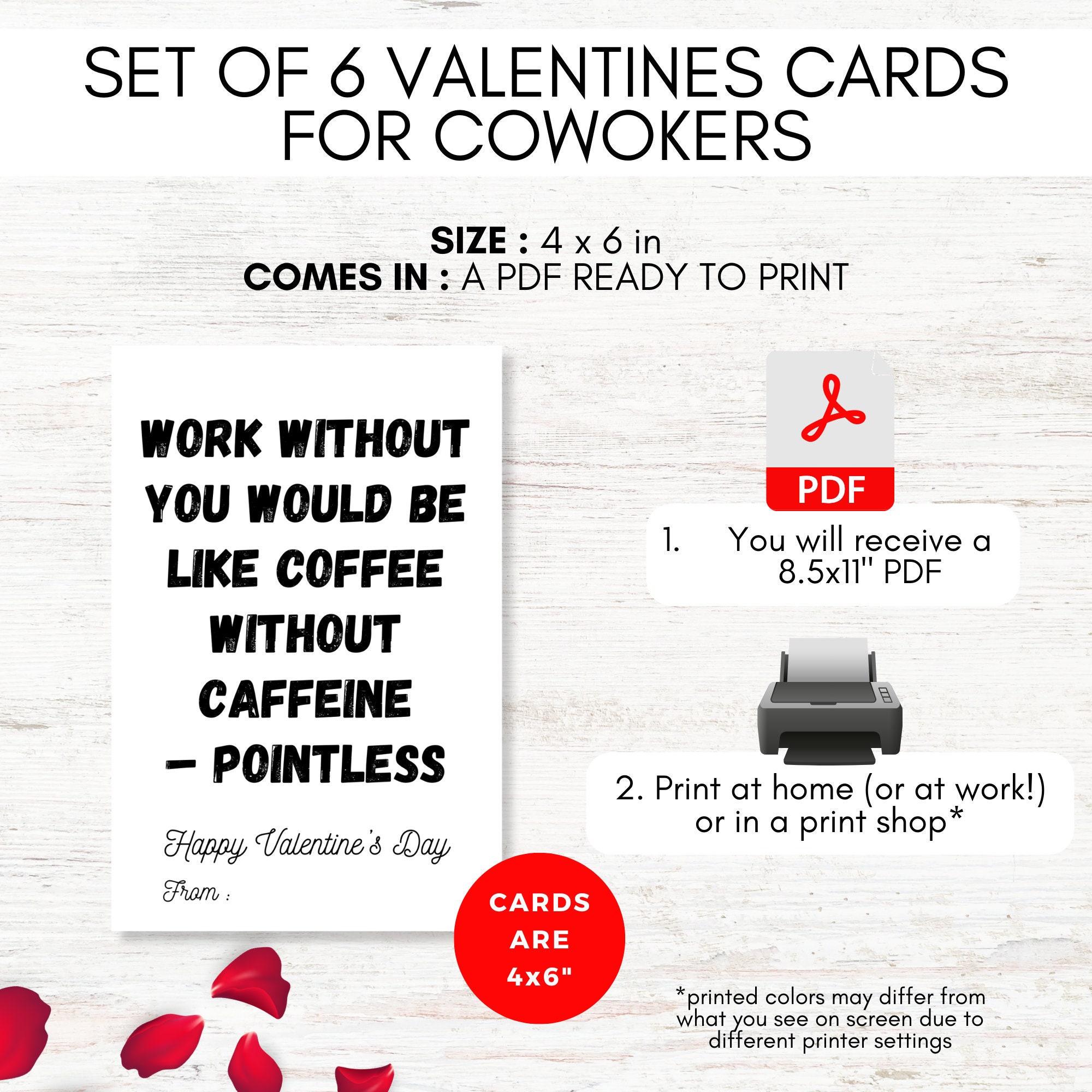 Funny Coworker Valentines Day Cards Set, Cute Printable Valentines Card ...