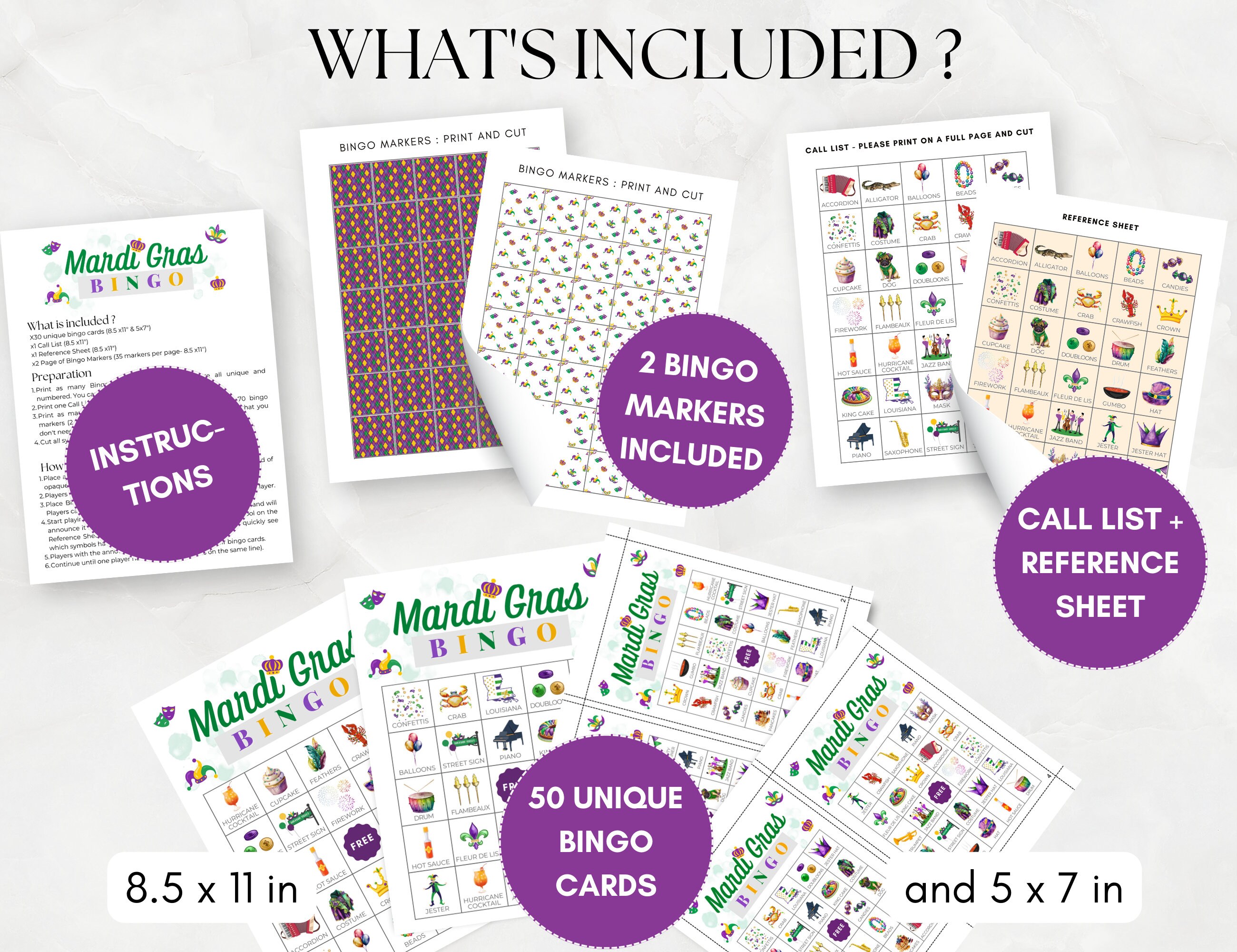 Mardi Gras Bingo Game, Mardi Gras Printable Game for Kids and Family ...