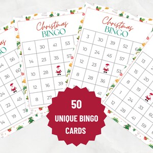 Christmas Bingo Cards With Numbers, Printable Fun Game for Kids Family ...