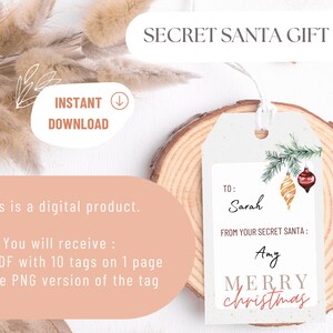Secret Santa Gift Tag Printable for Christmas Gift Exchange Party ...