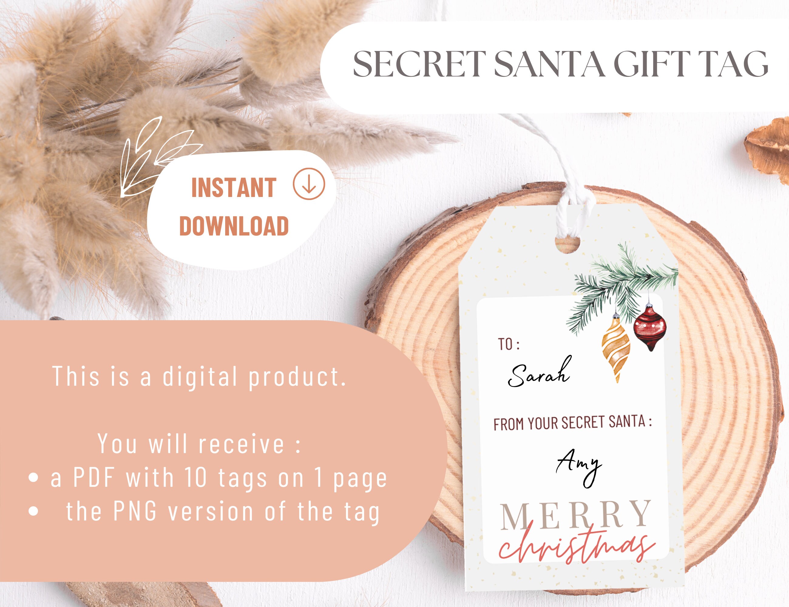 Secret Santa Gift Tag Printable for Christmas Gift Exchange Party ...