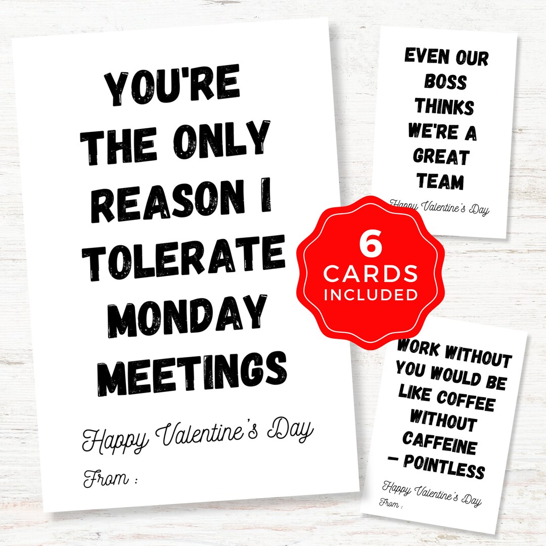 Funny Coworker Valentines Day Cards Set, Cute Printable Valentines Card ...