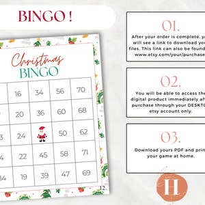 Christmas Bingo Cards With Numbers, Printable Fun Game for Kids Family ...