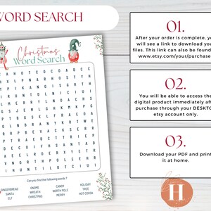 Christmas Word Search Puzzle Printable PDF, Easy Christmas Game for ...