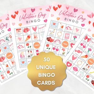 Valentines Bingo Cards for Kids, Printable Valentines Day Bingo Cards ...