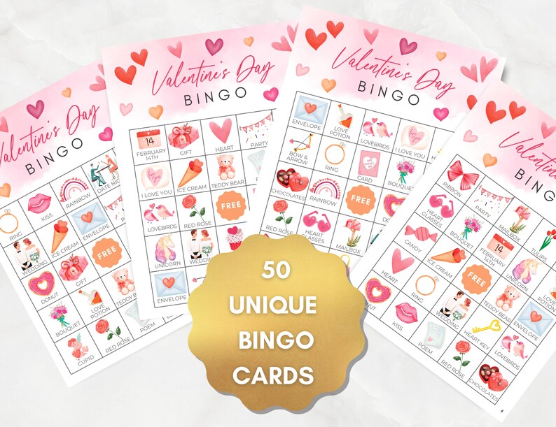 Valentines Bingo Cards for Kids Printable Valentines Day - Etsy