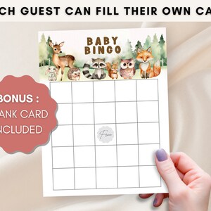 Woodland Baby Shower Bingo Cards Prefilled, Woodland Themed, Animal ...