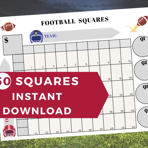 Free Printable Football Squares - Etsy