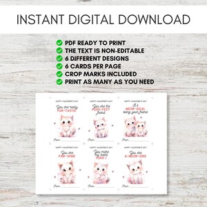 Printable Kitten Valentines Day Cards for Kids, Cute Cat Valentines Day ...