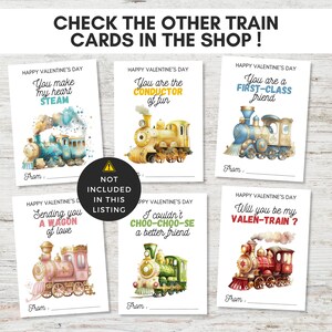 Train Valentines Day Cards for Kids, 6 Cute Train Printable Valentines ...