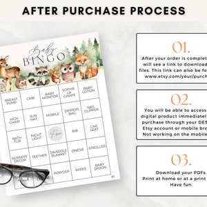 Woodland Baby Shower Bingo Prefilled Cards, Woodland Animals Theme ...