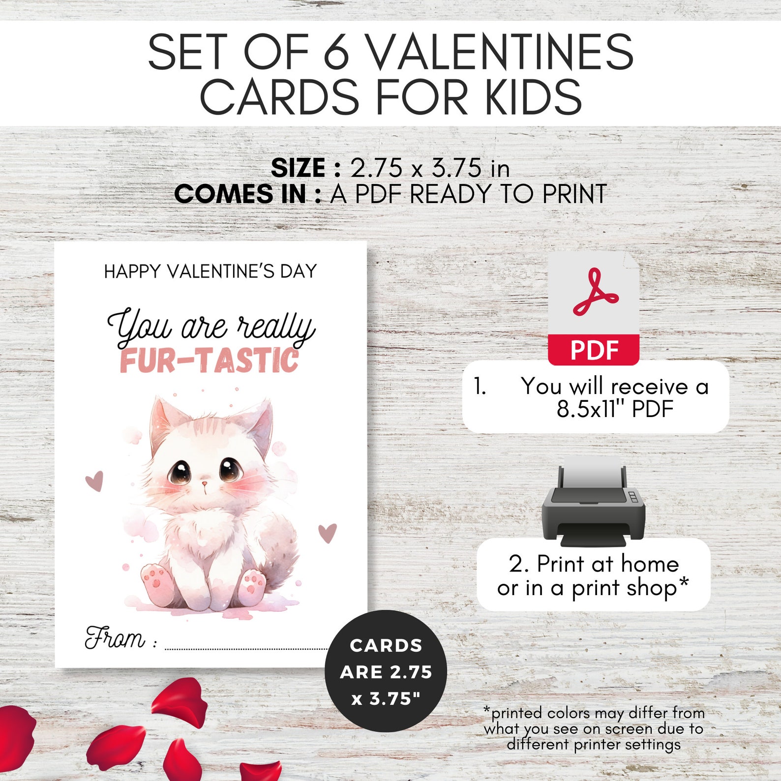 Printable Kitten Valentines Day Cards for Kids, Cute Cat Valentines Day ...