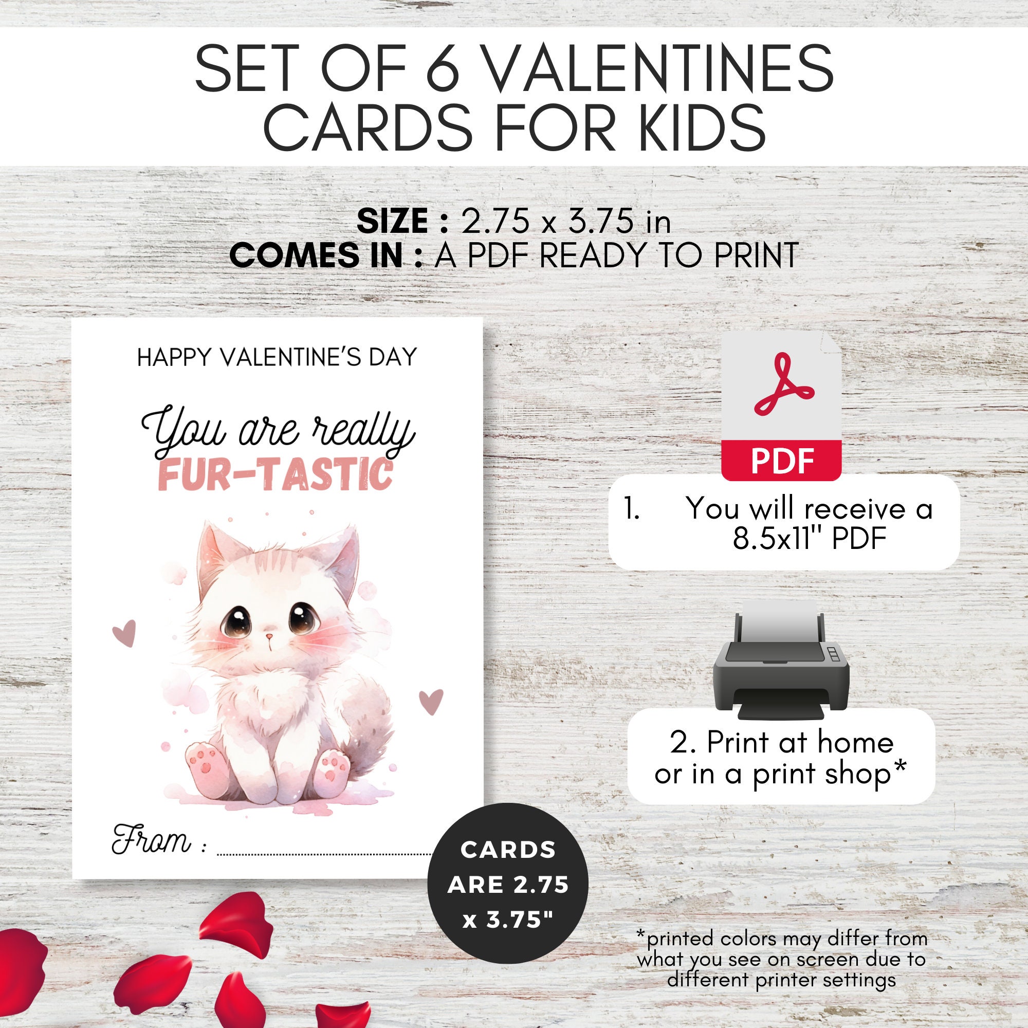 Printable Kitten Valentines Day Cards for Kids, Cute Cat Valentines Day ...
